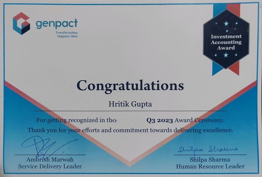 #awards #recognition #investmentaccounting | Hritik Gupta #awards #recognition #investmentaccounting | Hritik Gupta