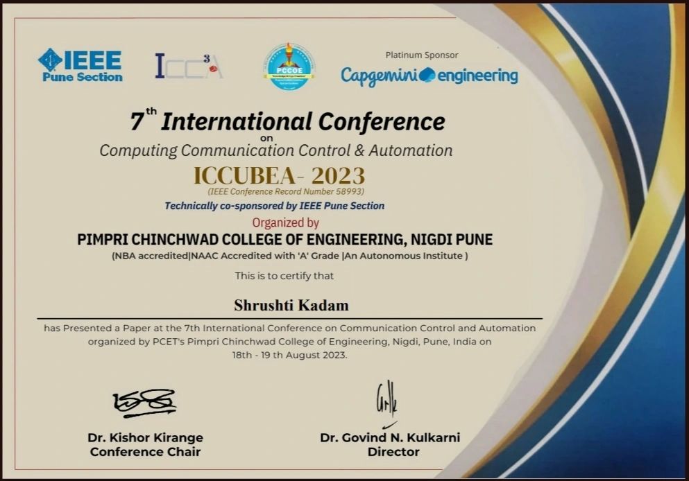 SHRUSHTI KADAM on LinkedIn: #ieee #conference #research #automation # ... SHRUSHTI KADAM on LinkedIn: #ieee #conference #research #automation # ...