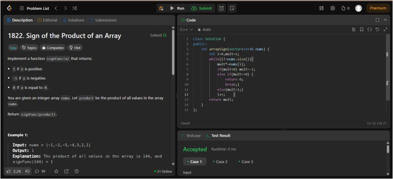 Solved LeetCode problem 1822 with C++ | Ravi kumar pal posted on the ... Solved LeetCode problem 1822 with C++ | Ravi kumar pal posted on the ...