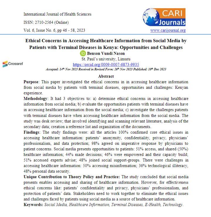 Join the International Journal of Health Sciences | CARI JOURNALS ... Join the International Journal of Health Sciences | CARI JOURNALS ...