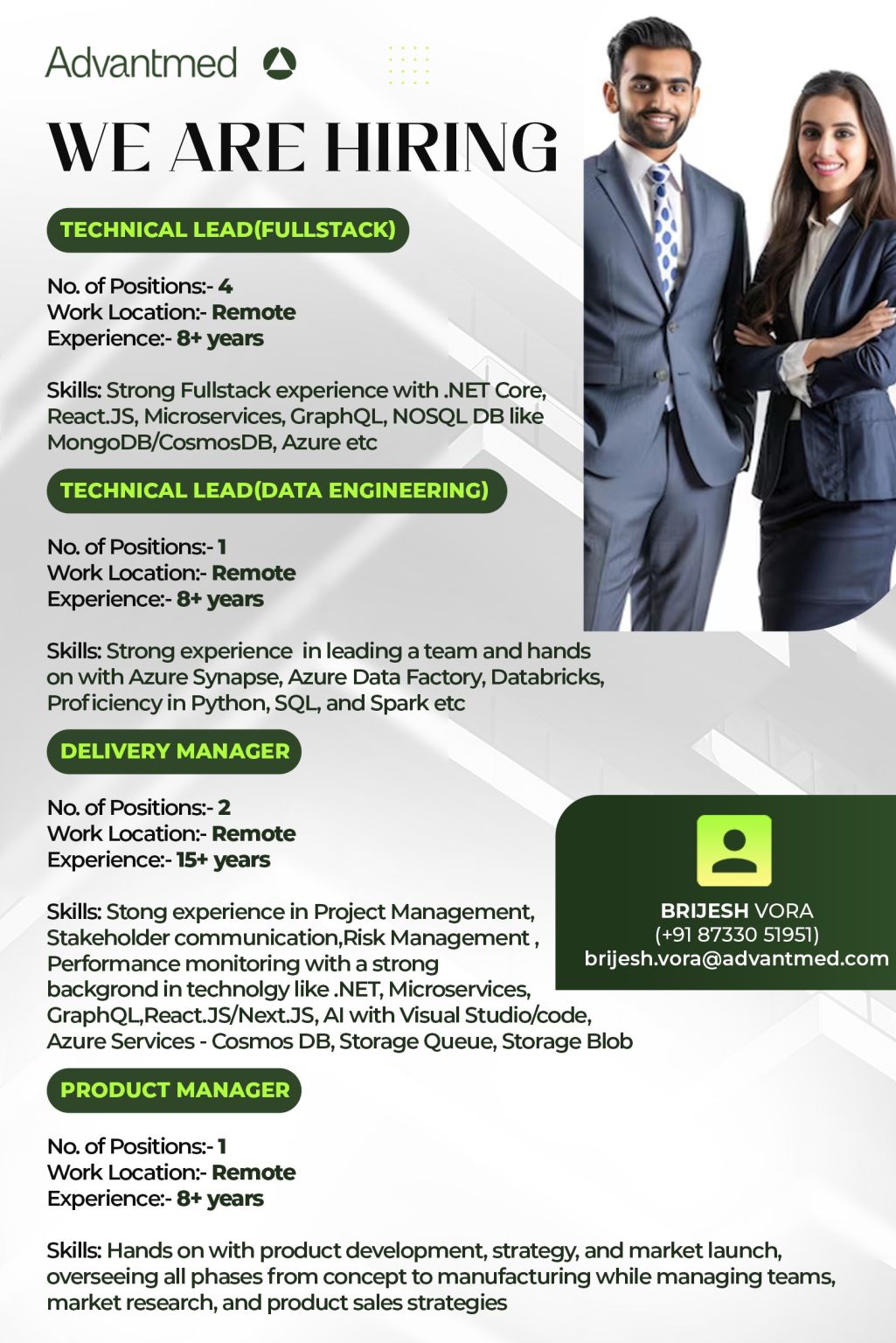👤We are Hiring || Technical Lead (Full Stack) || Technical Lead (Data ... 👤We are Hiring || Technical Lead (Full Stack) || Technical Lead (Data ...