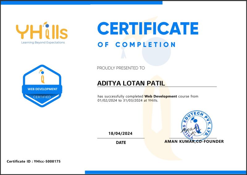 Aditya Patil on LinkedIn: #webdevelopment #yhills #continuouslearning # ... Aditya Patil on LinkedIn: #webdevelopment #yhills #continuouslearning # ...