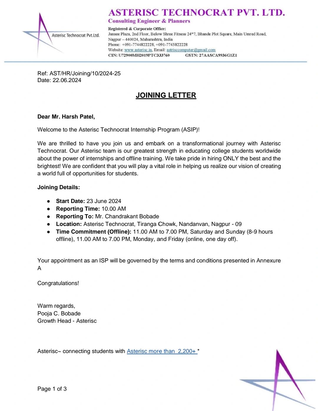 Harsh Patel on LinkedIn: #asterisctechnocrat #asterisc #internship Harsh Patel on LinkedIn: #asterisctechnocrat #asterisc #internship