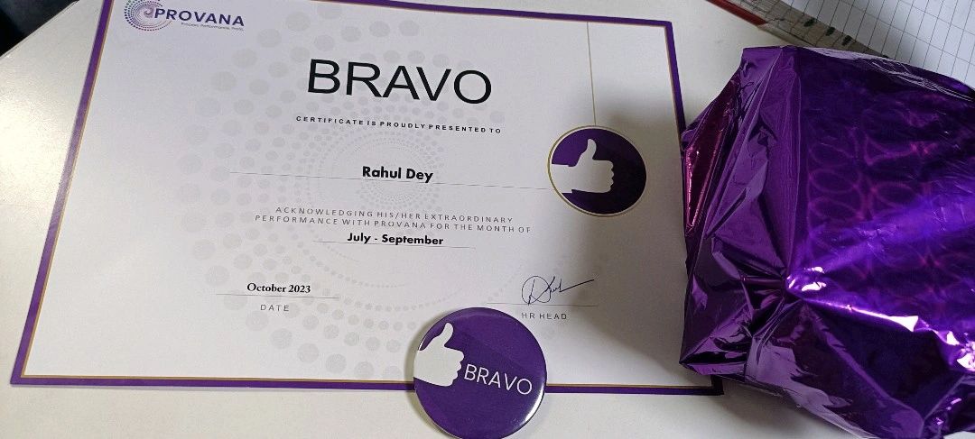 Rahul Dey on LinkedIn: #appreciation #bravocertificate Rahul Dey on LinkedIn: #appreciation #bravocertificate