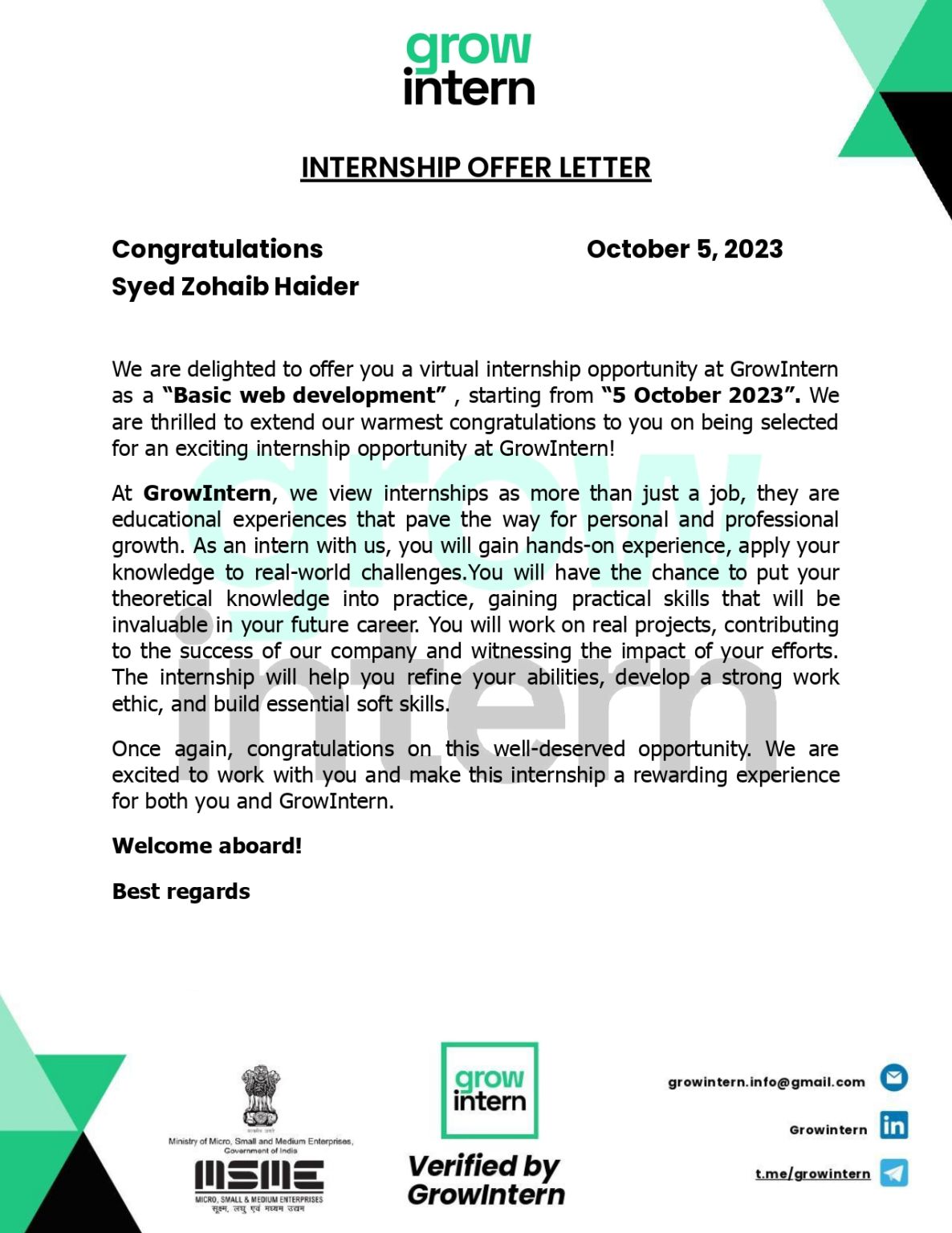 Syed Zohaib Haider on LinkedIn: #growintern #internshipjourney # ... Syed Zohaib Haider on LinkedIn: #growintern #internshipjourney # ...