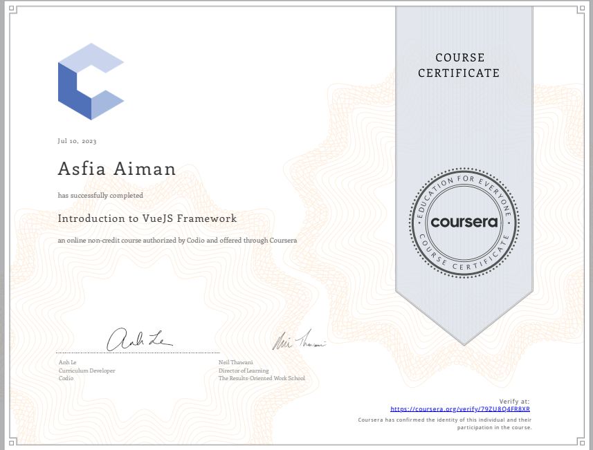 Asfia Aiman on LinkedIn: #vuejs #learningjourney #coursera #codio # ... Asfia Aiman on LinkedIn: #vuejs #learningjourney #coursera #codio # ...