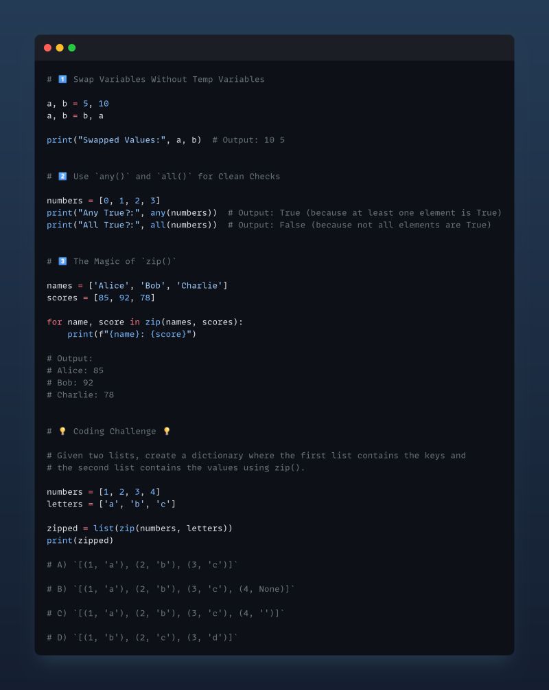 Mohamed Ali on LinkedIn: #python #codingtips #efficiency #cleancode # ... Mohamed Ali on LinkedIn: #python #codingtips #efficiency #cleancode # ...
