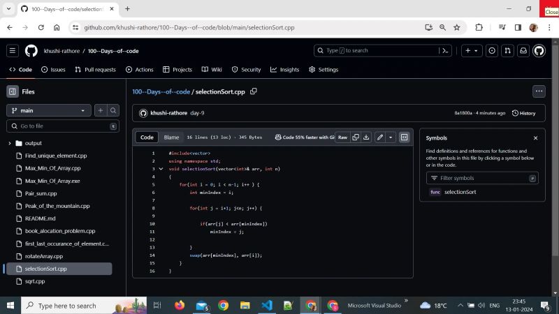 Day 9 of #100DaysOfCode Challenge: Selection Sort | Khushi Rathore ... Day 9 of #100DaysOfCode Challenge: Selection Sort | Khushi Rathore ...