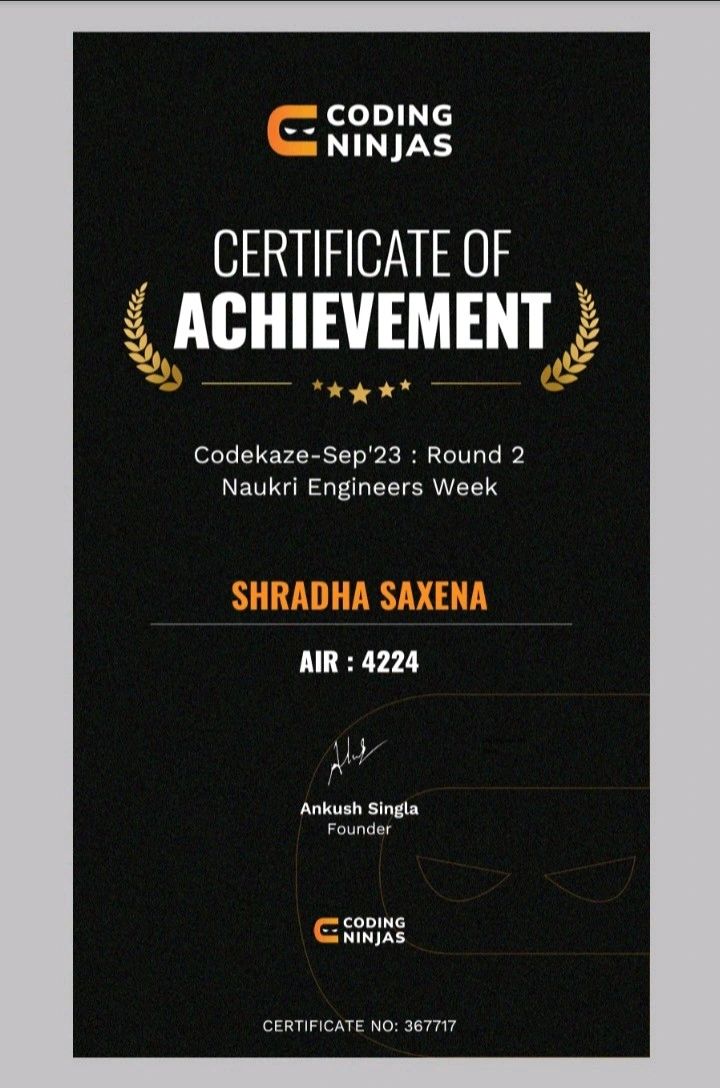 Shradha Saxena on LinkedIn: #coding #codekaze #experience #opportunity ... Shradha Saxena on LinkedIn: #coding #codekaze #experience #opportunity ...