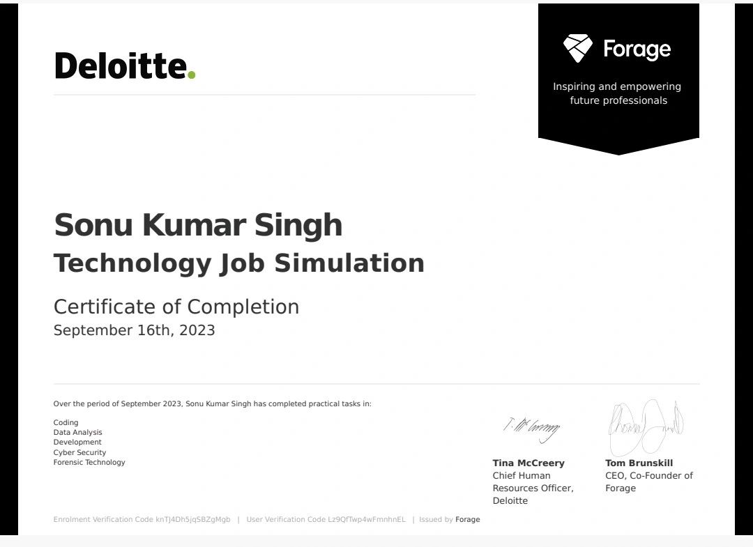 Sonu Kumar Singh on LinkedIn: I received a certificate from Deloitte ... Sonu Kumar Singh on LinkedIn: I received a certificate from Deloitte ...