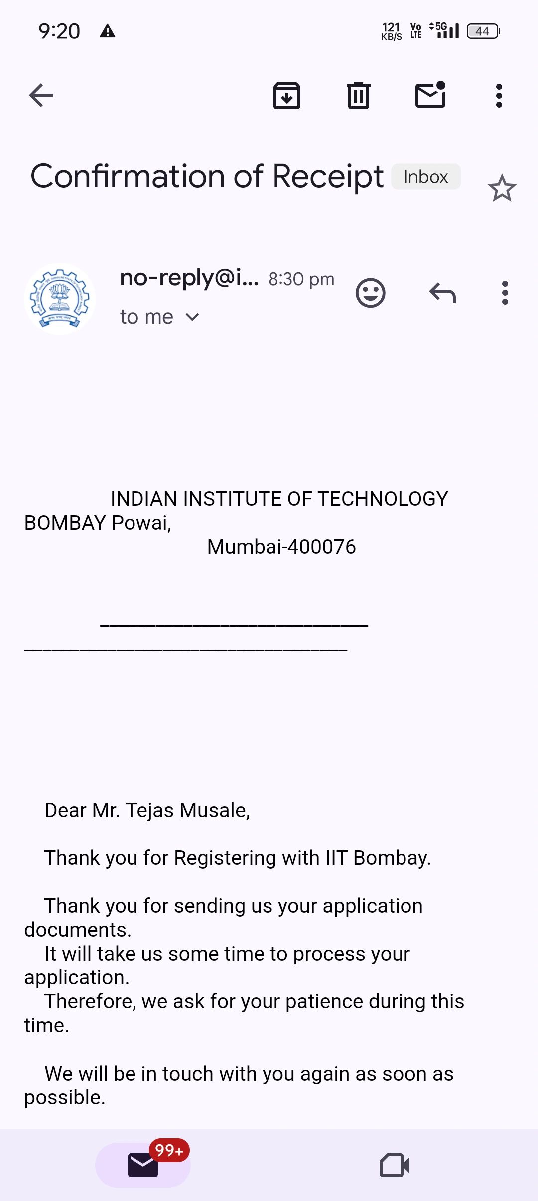 Applied for internship at IIT Bombay | Tejas Musale posted on the topic ... Applied for internship at IIT Bombay | Tejas Musale posted on the topic ...