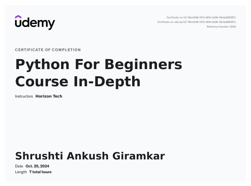 Shrushti Giramkar on LinkedIn: #python #programming #udemy #learning # ... Shrushti Giramkar on LinkedIn: #python #programming #udemy #learning # ...