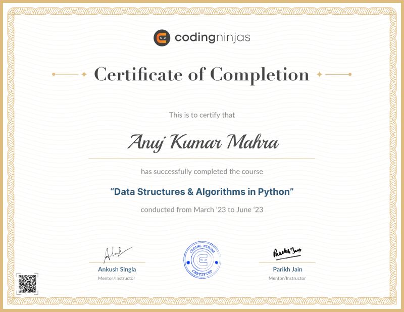 Anuj kumar Mahra on LinkedIn: #python #dsa #codingninjas #learning Anuj kumar Mahra on LinkedIn: #python #dsa #codingninjas #learning