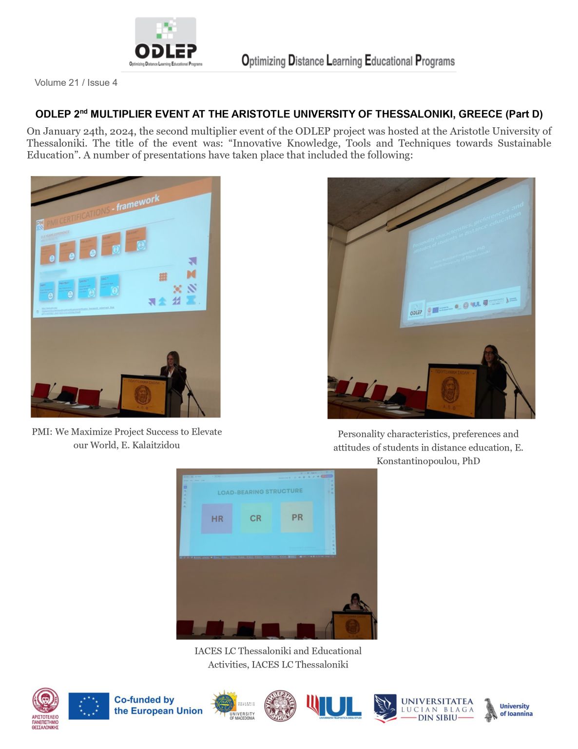 ODLEP 2nd MULTIPLIER EVENT AT THE ARISTOTLE UNIVERSITY OF THESSALONIKI ... ODLEP 2nd MULTIPLIER EVENT AT THE ARISTOTLE UNIVERSITY OF THESSALONIKI ...