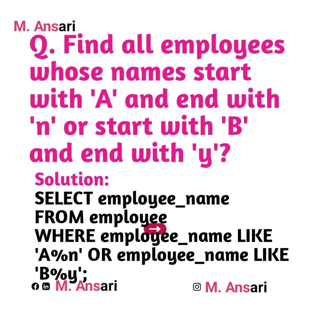 M. Ansari on LinkedIn: #sqlskills #sqldeveloper #sqlqueries # ... M. Ansari on LinkedIn: #sqlskills #sqldeveloper #sqlqueries # ...