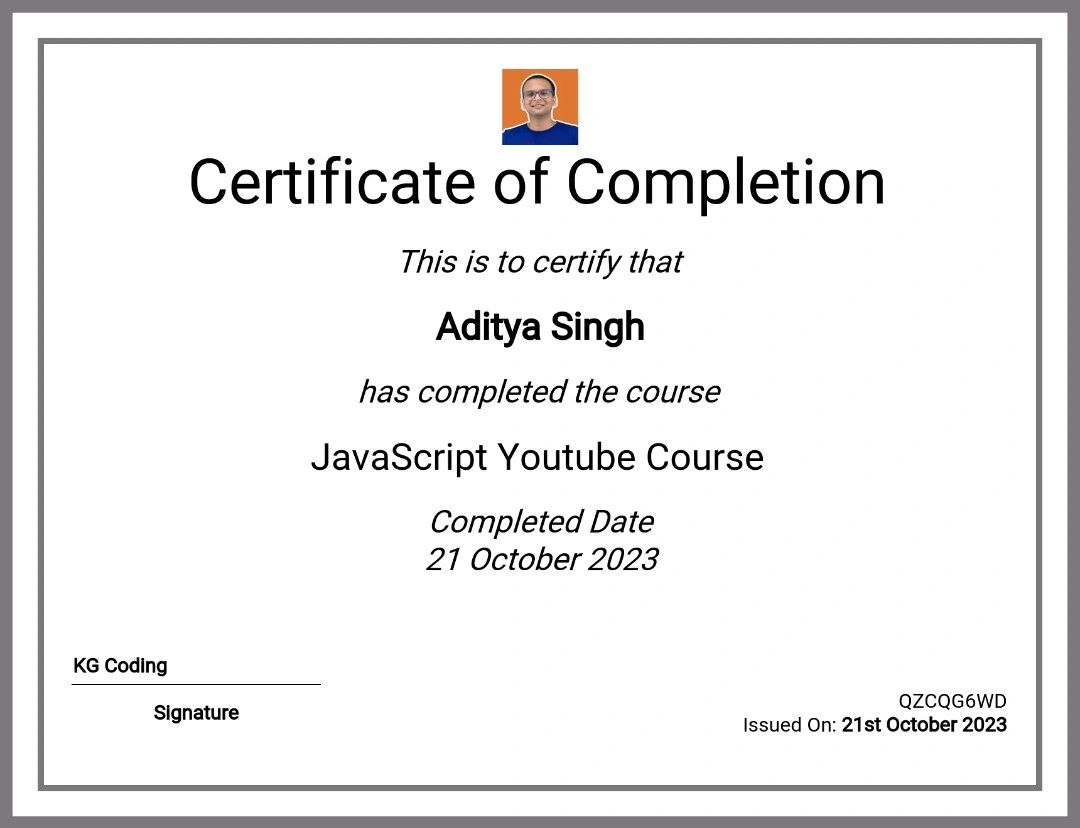 Completed JAVASCRIPT course from YouTube | Aditya Singh posted on the ... Completed JAVASCRIPT course from YouTube | Aditya Singh posted on the ...