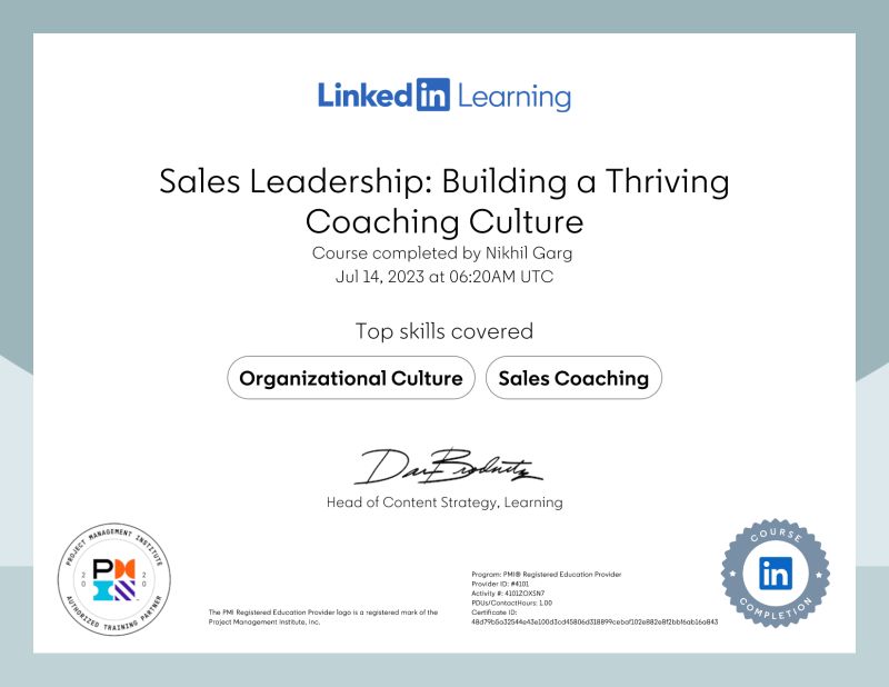 Nikhil Garg on LinkedIn: Certificate of Completion Nikhil Garg on LinkedIn: Certificate of Completion