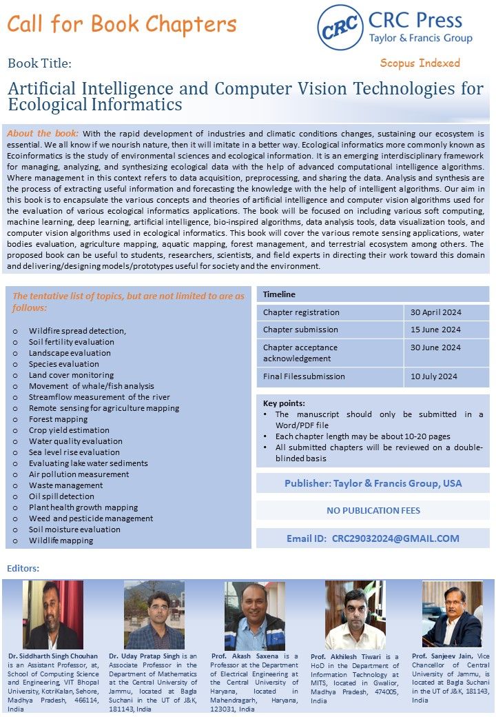 Dear Professors/Researchers/Academicians, Greetings of the day!! We ... Dear Professors/Researchers/Academicians, Greetings of the day!! We ...