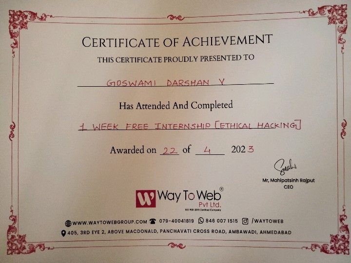 Darshan Goswami on LinkedIn: #ethicalhacking #internship Darshan Goswami on LinkedIn: #ethicalhacking #internship