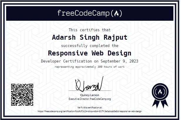 #webdev #freecodecamp #certified #selflearning | Adarsh Singh Rajput #webdev #freecodecamp #certified #selflearning | Adarsh Singh Rajput