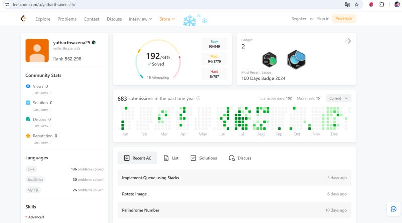 Yatharth Kumar Saxena on LinkedIn: #leetcodeprogress #dsa # ... Yatharth Kumar Saxena on LinkedIn: #leetcodeprogress #dsa # ...