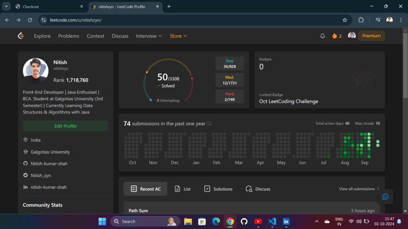 Nitish kumar on LinkedIn: #leetcode #codingjourney #problemsolving # ... Nitish kumar on LinkedIn: #leetcode #codingjourney #problemsolving # ...