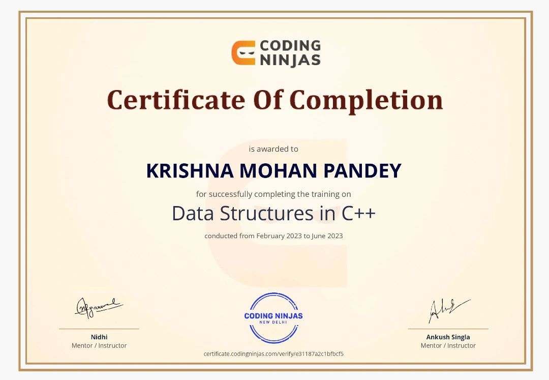 Krishna Mohan Pandey on LinkedIn: #datastructures #cplusplus #codingjourney Krishna Mohan Pandey on LinkedIn: #datastructures #cplusplus #codingjourney