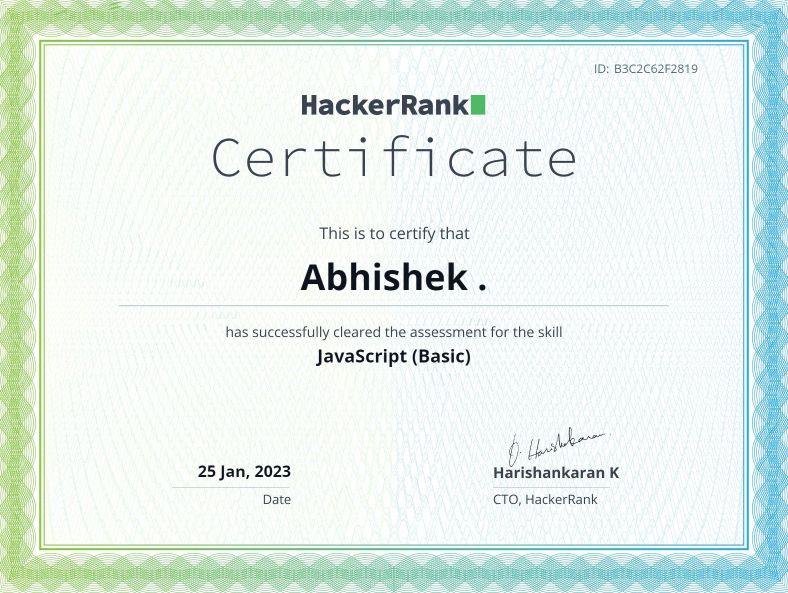 I am excited to have the opportunity to earn a JavaScript (Basic ... I am excited to have the opportunity to earn a JavaScript (Basic ...