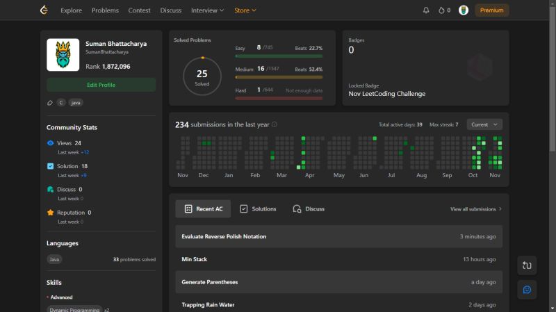 Passed 25 LeetCode challenges | Suman Bhattacharya posted on the topic ... Passed 25 LeetCode challenges | Suman Bhattacharya posted on the topic ...