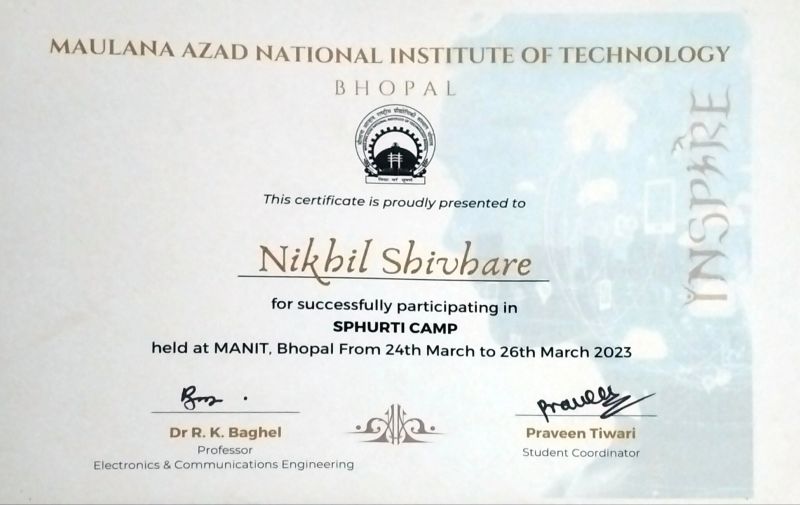 Nikhil Shivhare on LinkedIn: #nitbhopal Nikhil Shivhare on LinkedIn: #nitbhopal