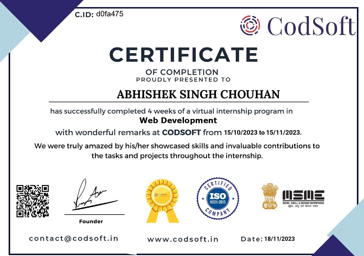 ABHISHEK SINGH CHOUHAN on LinkedIn: #internshipcomplete #nextsteps # ... ABHISHEK SINGH CHOUHAN on LinkedIn: #internshipcomplete #nextsteps # ...