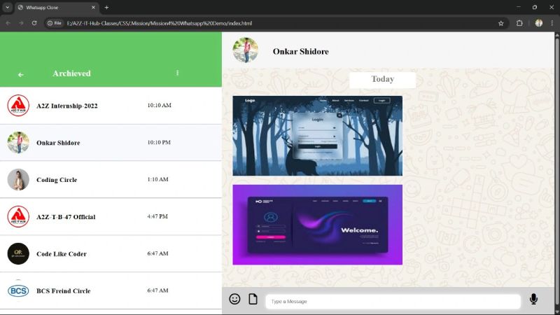 #frontenddevelopment #html #css #webdesign #whatsappclone #a2zithub ... #frontenddevelopment #html #css #webdesign #whatsappclone #a2zithub ...
