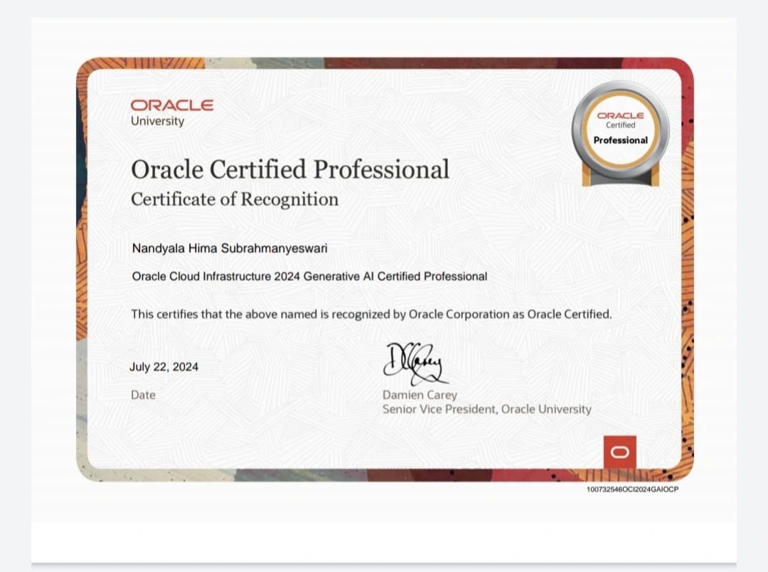 Hima Nandyala on LinkedIn: #ai #oraclecloud #techinnovation Hima Nandyala on LinkedIn: #ai #oraclecloud #techinnovation