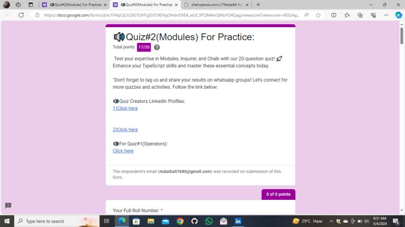 Malaika Zahid on LinkedIn: #coding #module #quiz #genai #ai #developer ... Malaika Zahid on LinkedIn: #coding #module #quiz #genai #ai #developer ...