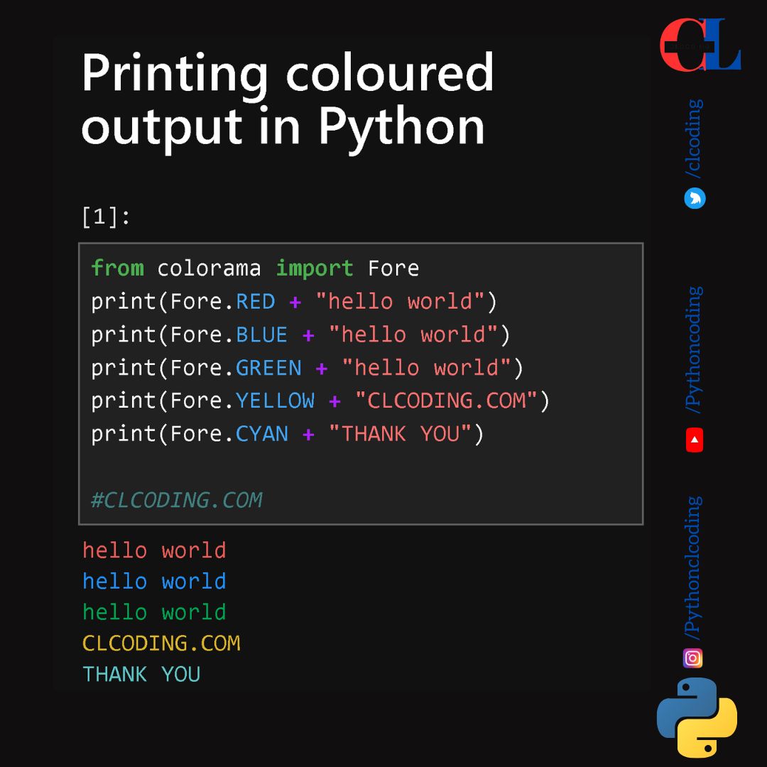 Python Coding on LinkedIn: Printing coloured output in Python https ... Python Coding on LinkedIn: Printing coloured output in Python https ...