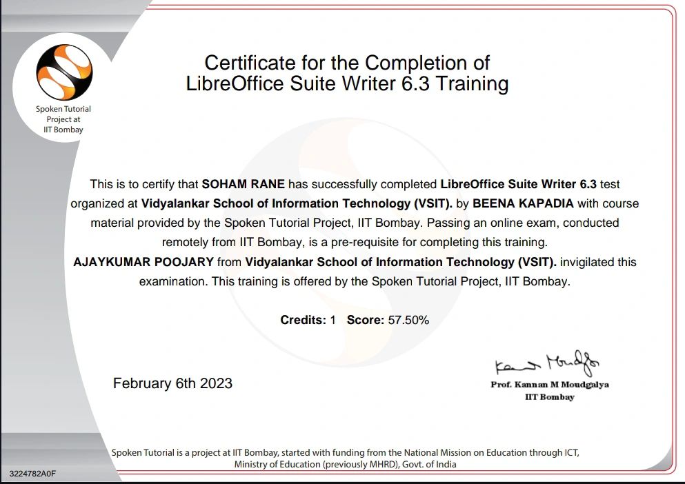 Soham Rane on LinkedIn: Completed Libre office Suite writer 6.3 ... Soham Rane on LinkedIn: Completed Libre office Suite writer 6.3 ...