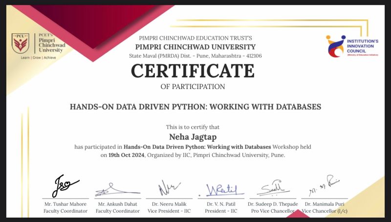 Neha Jagtap on LinkedIn: #pimprichinchwaduniversity #pythonworkshop # ... Neha Jagtap on LinkedIn: #pimprichinchwaduniversity #pythonworkshop # ...