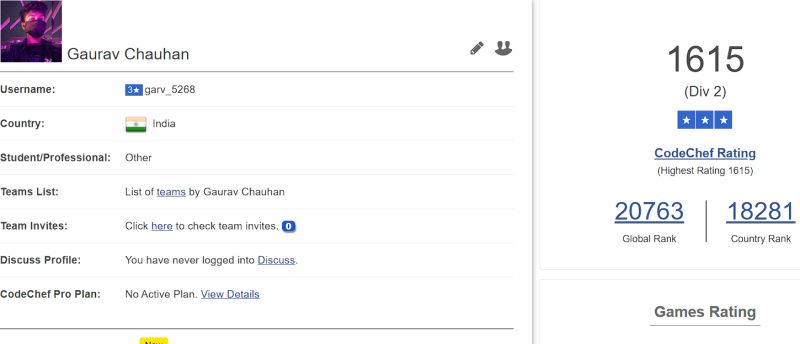 Gaurav Chauhan on LinkedIn: #codechef Gaurav Chauhan on LinkedIn: #codechef