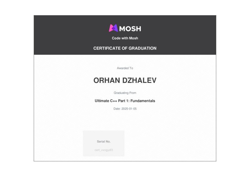 #cplusplus #programming #codewithmosh #careergrowth | Orhan Dzhalev #cplusplus #programming #codewithmosh #careergrowth | Orhan Dzhalev