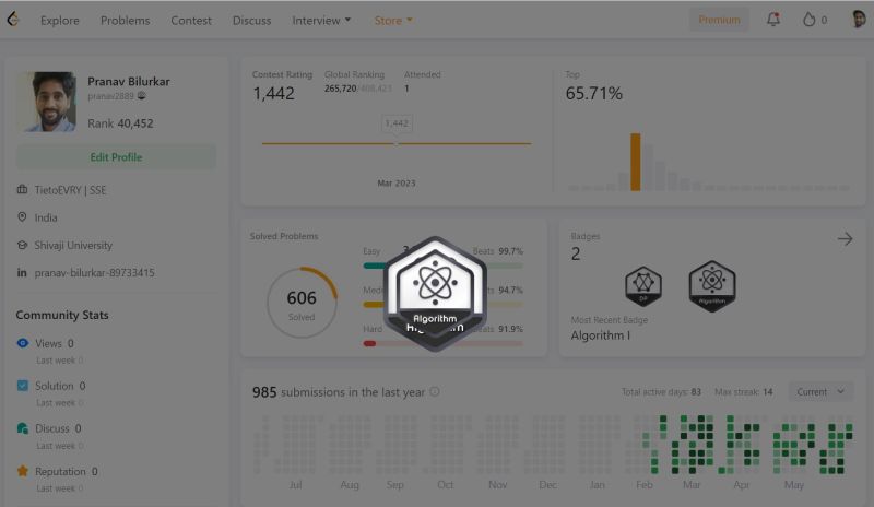 Pranav Bilurkar on LinkedIn: 🎉 I've earned my second badge on LeetCode ... Pranav Bilurkar on LinkedIn: 🎉 I've earned my second badge on LeetCode ...