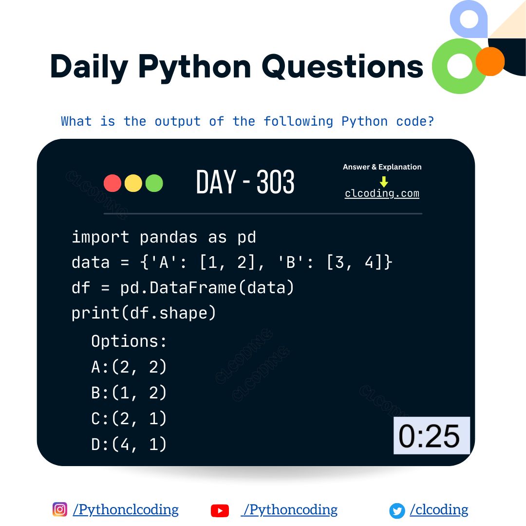Python Coding on LinkedIn: Python Coding challenge - Day 303| What is ... Python Coding on LinkedIn: Python Coding challenge - Day 303| What is ...
