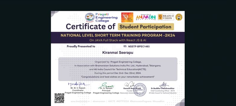 #javafullstack #reactjs #ai #learningjourney #gratitude | Kiranmai Seerapu #javafullstack #reactjs #ai #learningjourney #gratitude | Kiranmai Seerapu