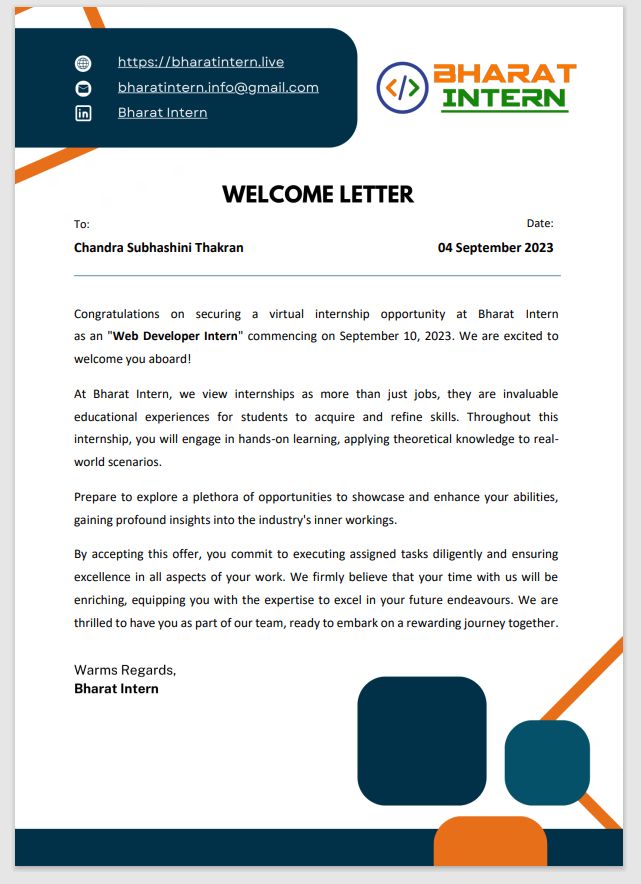 Chandra Subhashini Thakran on LinkedIn: #fullstackdeveloper #internship ... Chandra Subhashini Thakran on LinkedIn: #fullstackdeveloper #internship ...