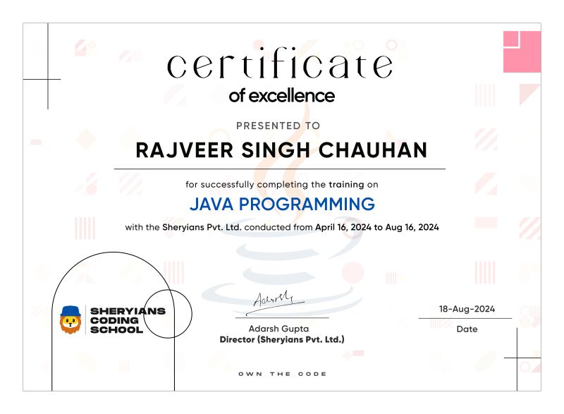Rajveer Chauhan on LinkedIn: #java #programming #certification # ... Rajveer Chauhan on LinkedIn: #java #programming #certification # ...