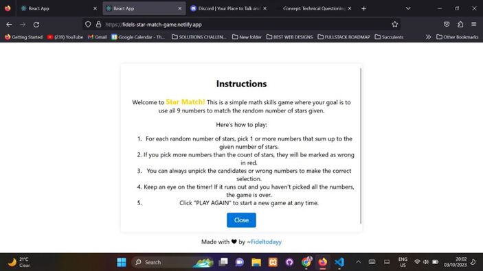 Fidel Otieno on LinkedIn: #365daysofcode #100daysofcode #reactjs #game Fidel Otieno on LinkedIn: #365daysofcode #100daysofcode #reactjs #game