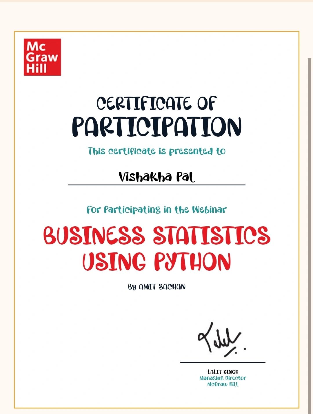Vishakha Pal on LinkedIn: I have successfully completed the course ... Vishakha Pal on LinkedIn: I have successfully completed the course ...