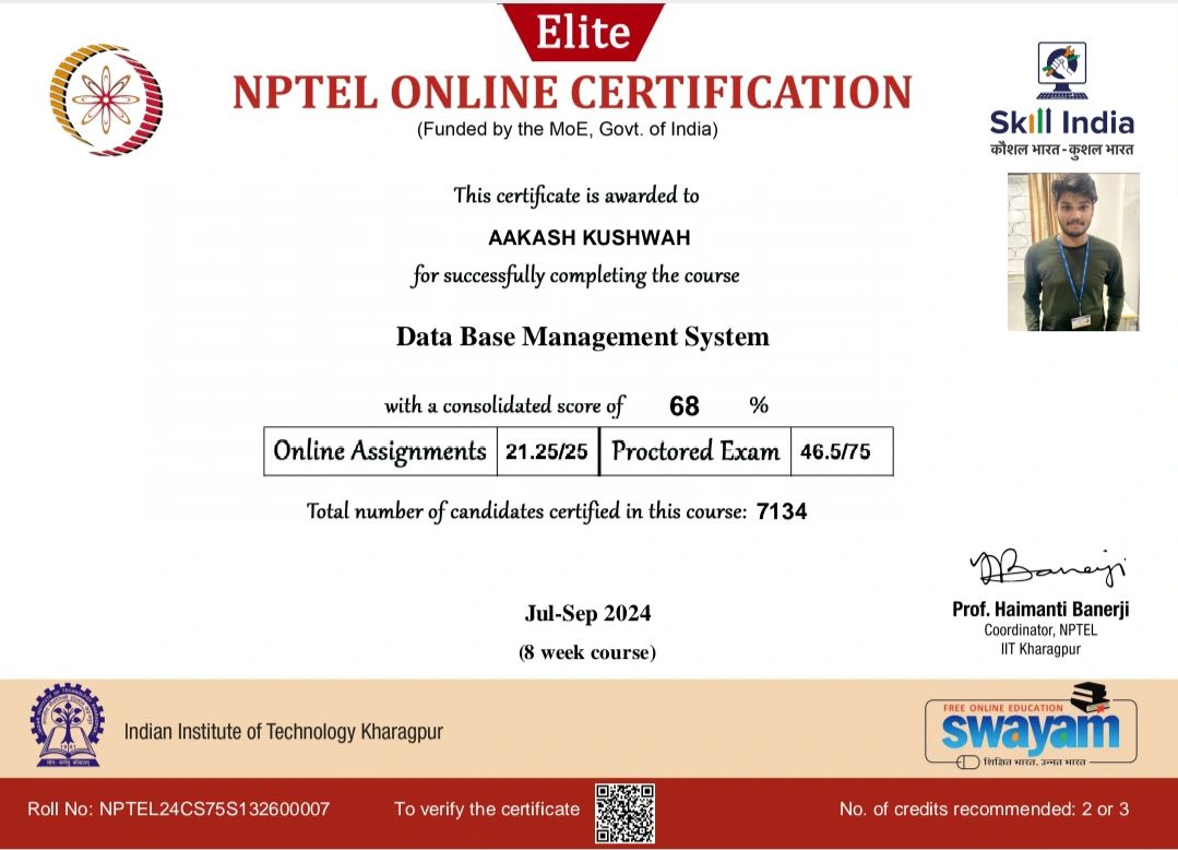 Aakash Kushwah on LinkedIn: #nptel #iitkharagpur #databasemanagement # ... Aakash Kushwah on LinkedIn: #nptel #iitkharagpur #databasemanagement # ...