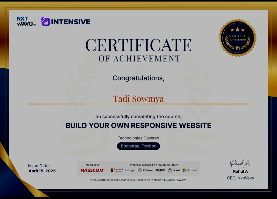 #nxtwave #bootstrap #flexbox | Sowmya Tadi #nxtwave #bootstrap #flexbox | Sowmya Tadi