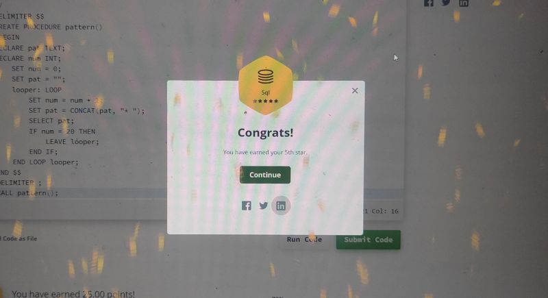 Achieved 5-star SQL rating on HackerRank | Shashwat Vashishth posted on ... Achieved 5-star SQL rating on HackerRank | Shashwat Vashishth posted on ...