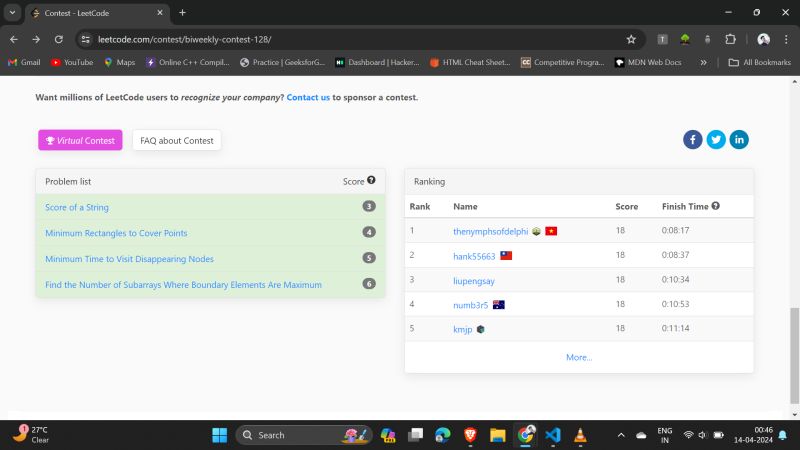 LeetCode Biweekly Contest 128: All 4 Problems Solved | Bipin Kumar ... LeetCode Biweekly Contest 128: All 4 Problems Solved | Bipin Kumar ...